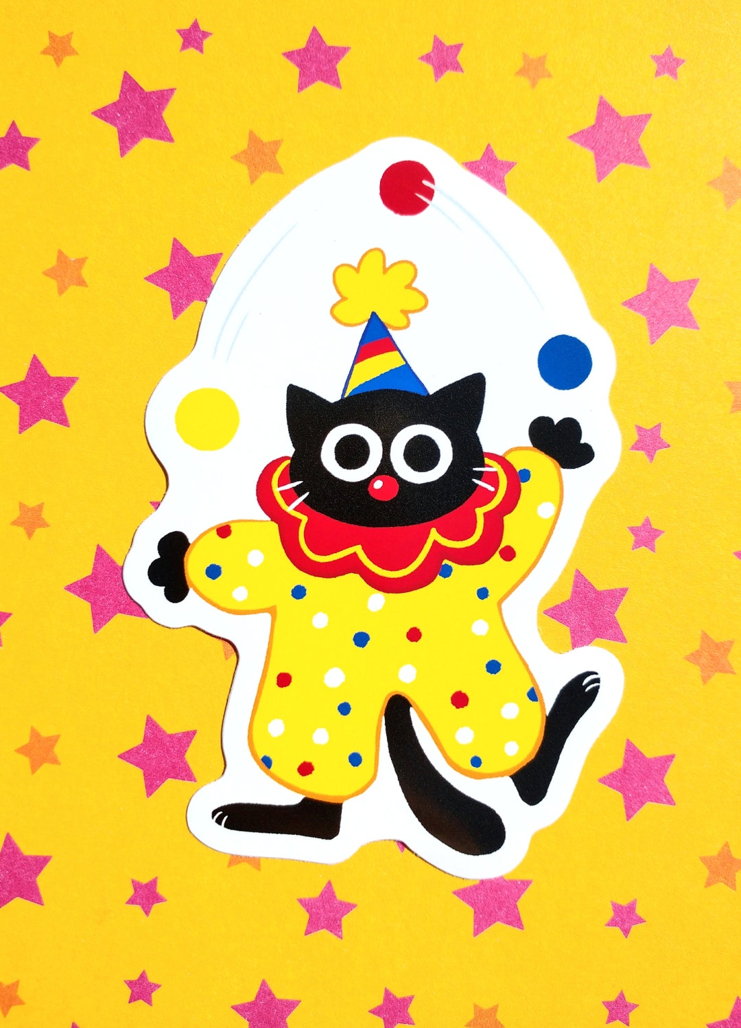 Clown Cat Sticker - Etsy