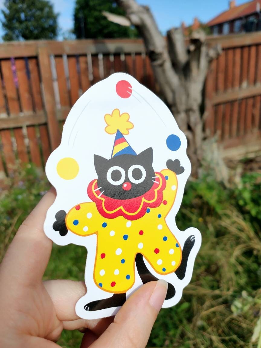 Clown Cat Sticker - Etsy UK