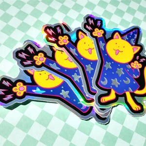 Kidcore Sticker Cat Wizard Sticker Holographic Weirdcore - Etsy