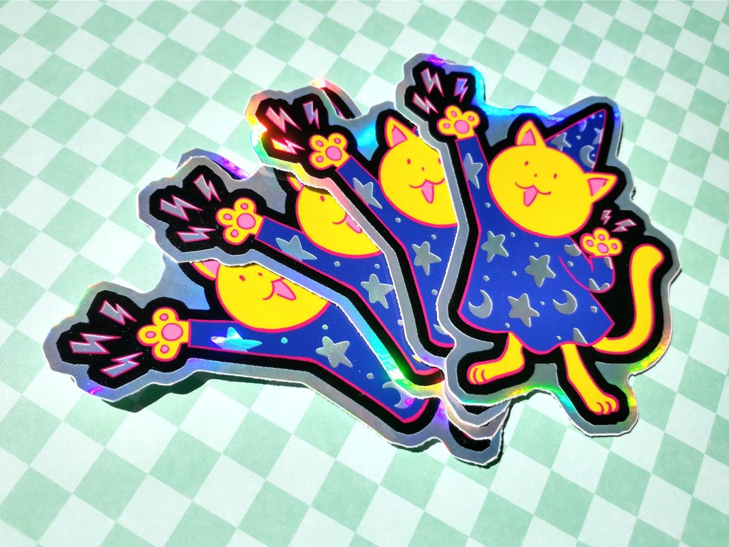 Kidcore Sticker Cat Wizard Sticker Holographic Weirdcore - Etsy
