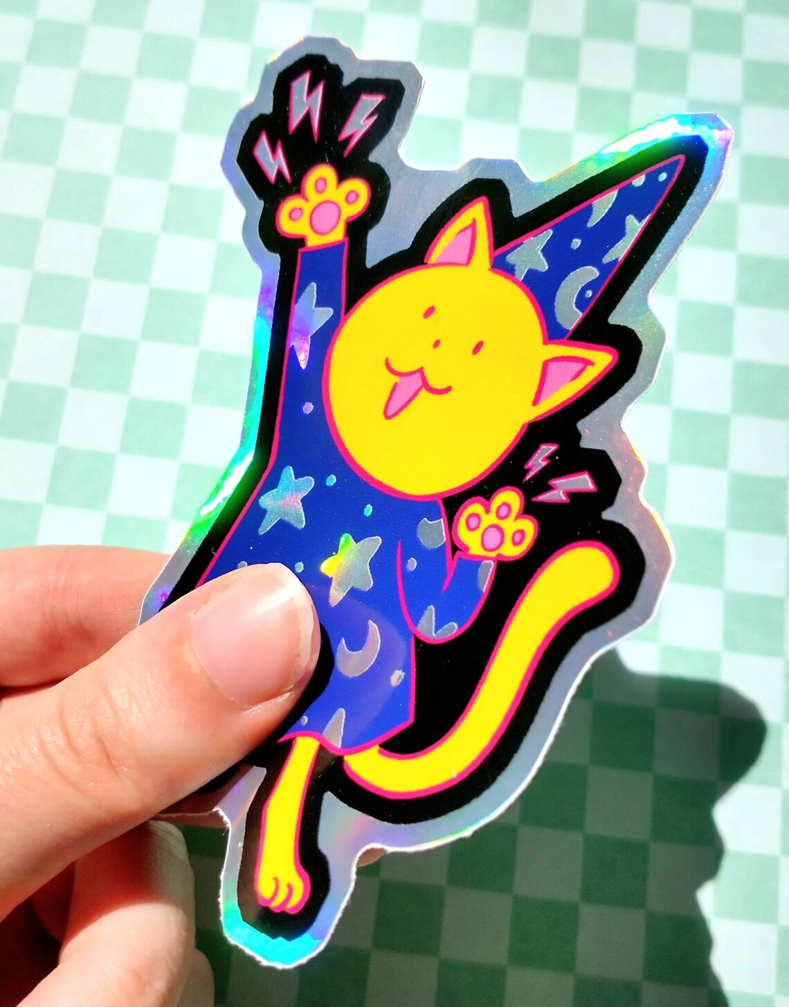 Kidcore Sticker Cat Wizard Sticker Holographic Weirdcore - Etsy