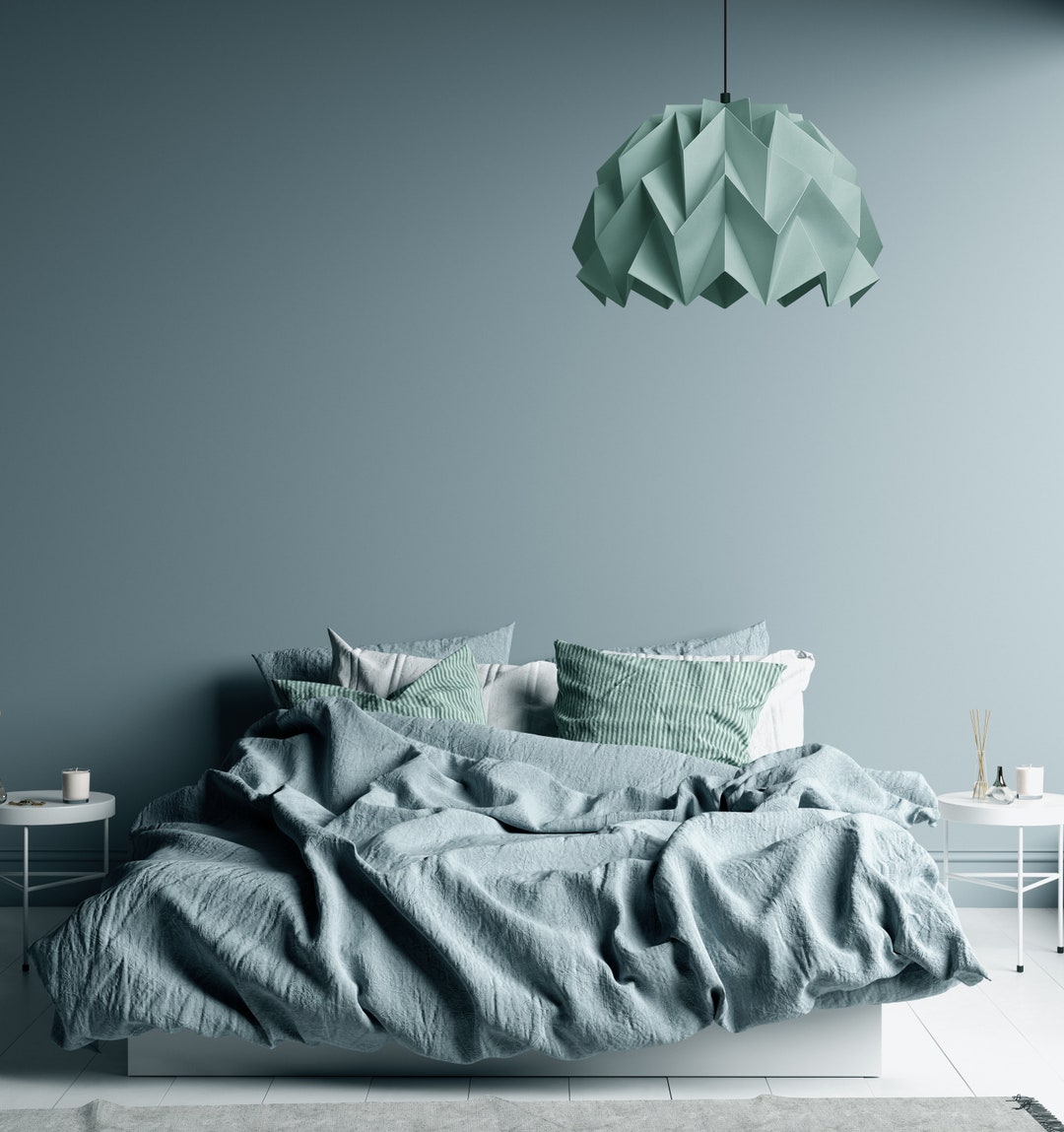 Origami Lampshade: Sage Green Paper Pendant Light - Etsy