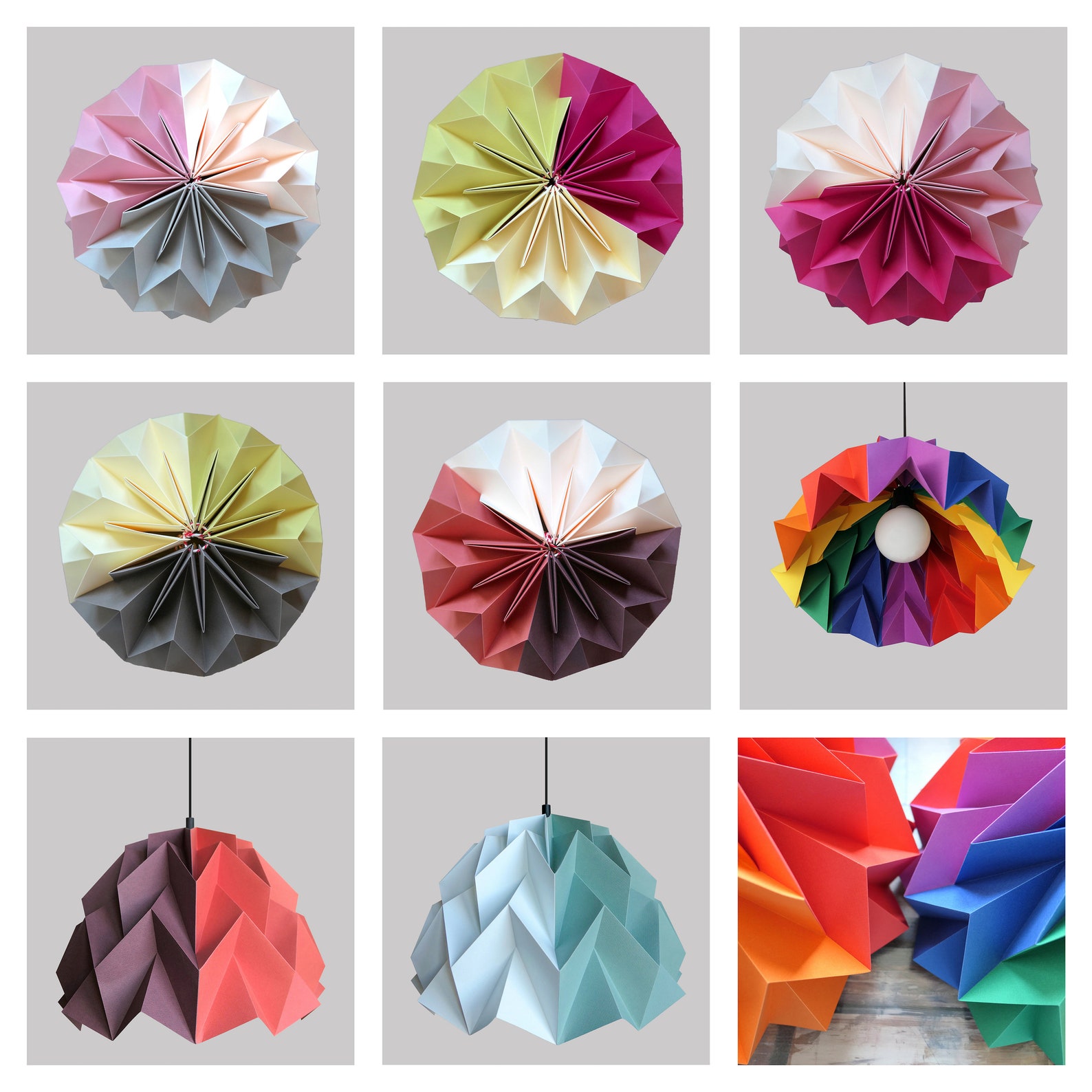 Origami Lamp Shade, Sage Lampshade, Geometric Lamp, Scandinavian Style ...