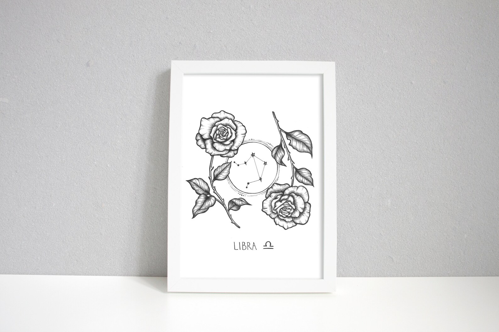Zodiac Libra Rose Flower Print Wall Art Print | Etsy