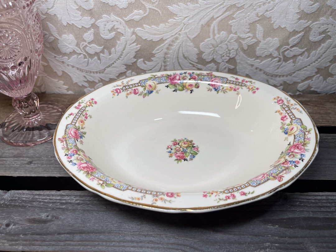 Vintage 1940s Porcelain Floral Serving Bowl Crooksville China Co ...