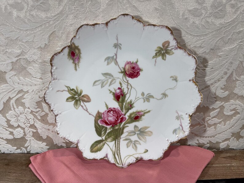 ANTIQUE! Rosenthal Malmaison Plate With Pink Roses & Gold Trim 9 ...