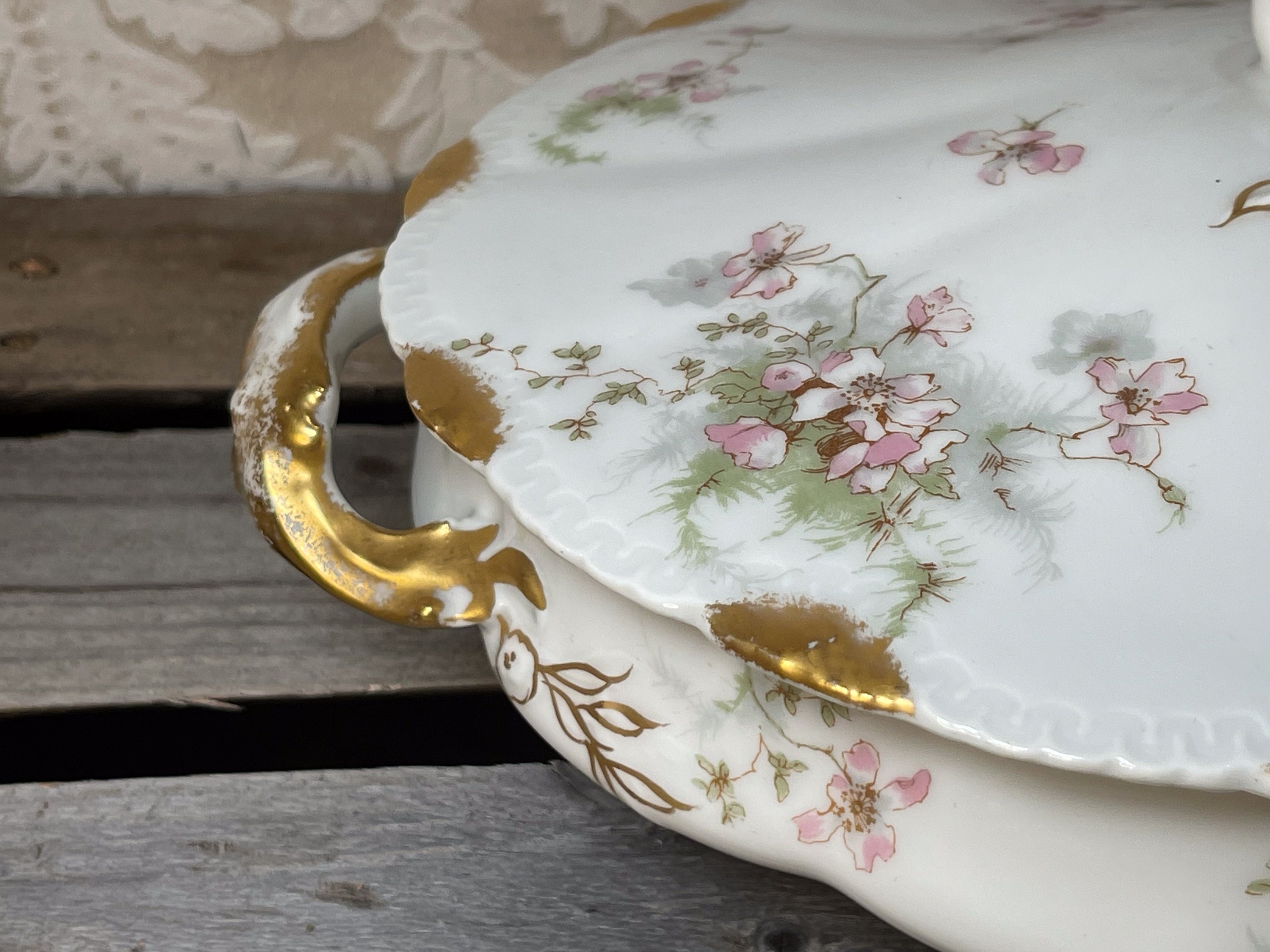 RARE ANTIQUE Theodore Haviland Limoges France Apple Blossoms Large ...