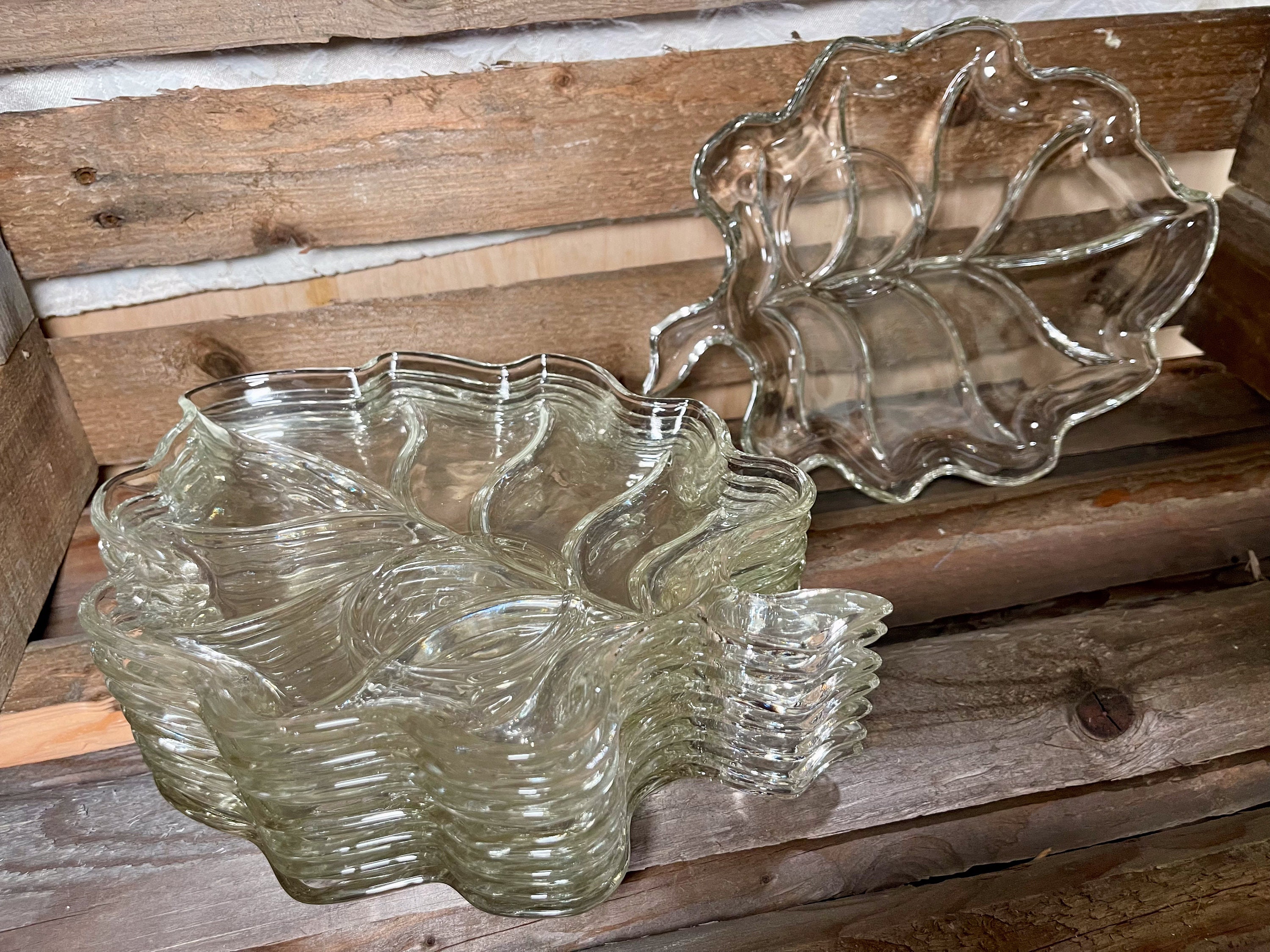 Mid-century Modern Hazel Atlas Glass Leaf Plates - Set of 4 - Etsy