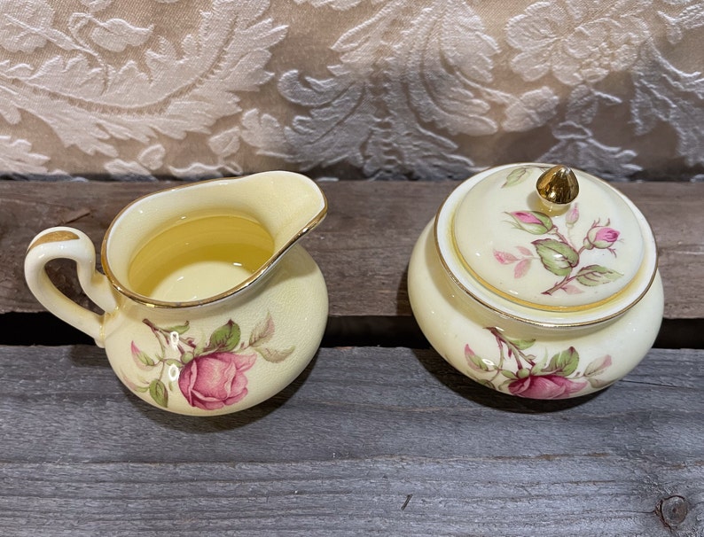 Rare1930s English Staffordshire Mini Cream and Sugar Set Pale Yellow ...