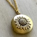 Sunflower Locket, Tiny Gold Locket, You Are My Sunshine, Custom Photo ...