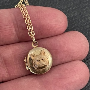 Gold Cat Locket Customized With 2 Photos - Etsy