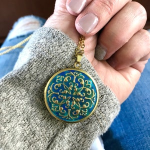 Blue Photo Locket, Rustic Locket, Distressed Locket, Old World Locket ...
