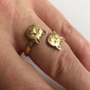 Brass Cat Ring, Gold Cat Ring, Kitty Ring, Cat Sitter Gift, Crazy Cat ...