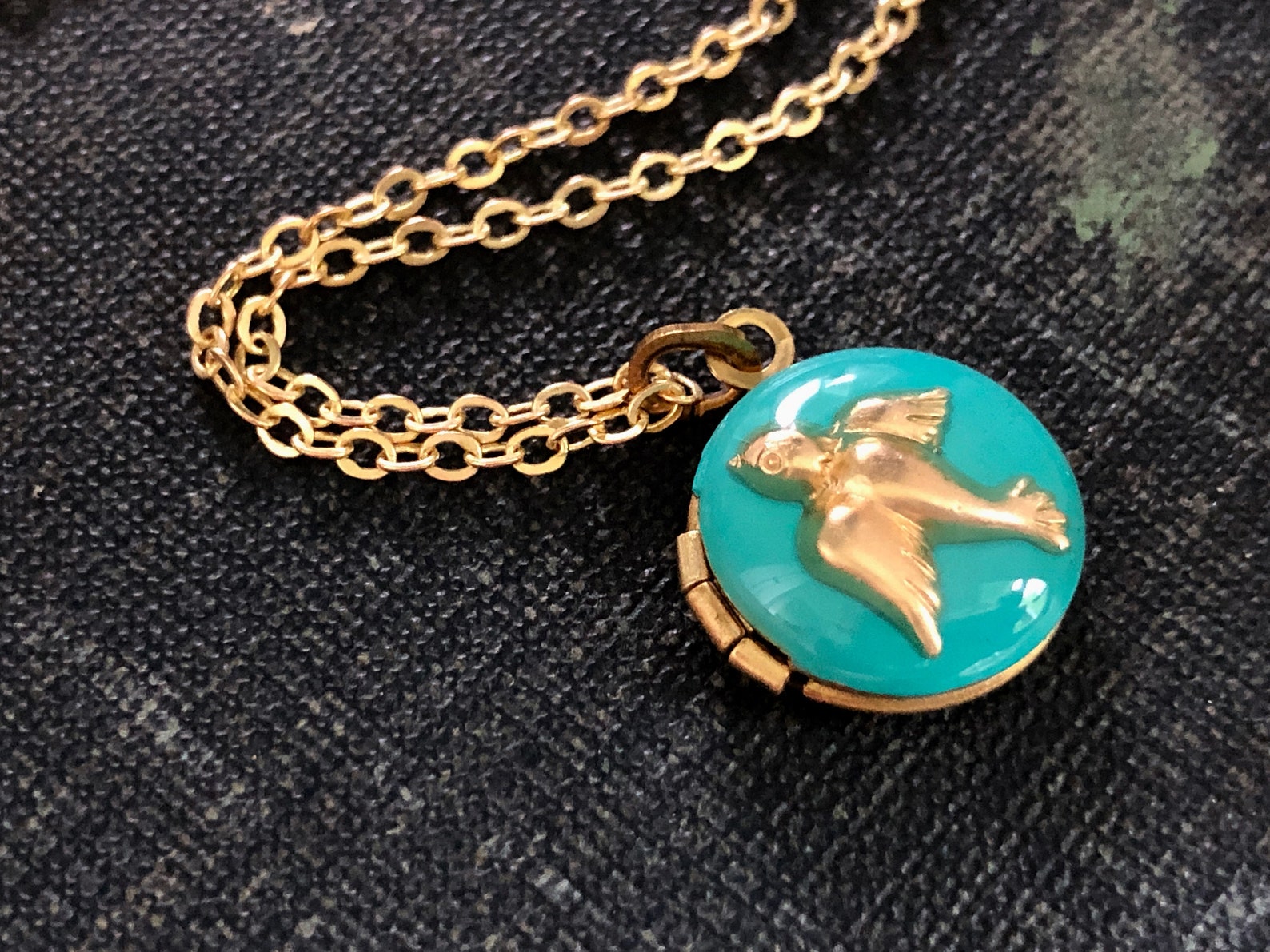 Petite Blue Bird Locket With Photos - Etsy