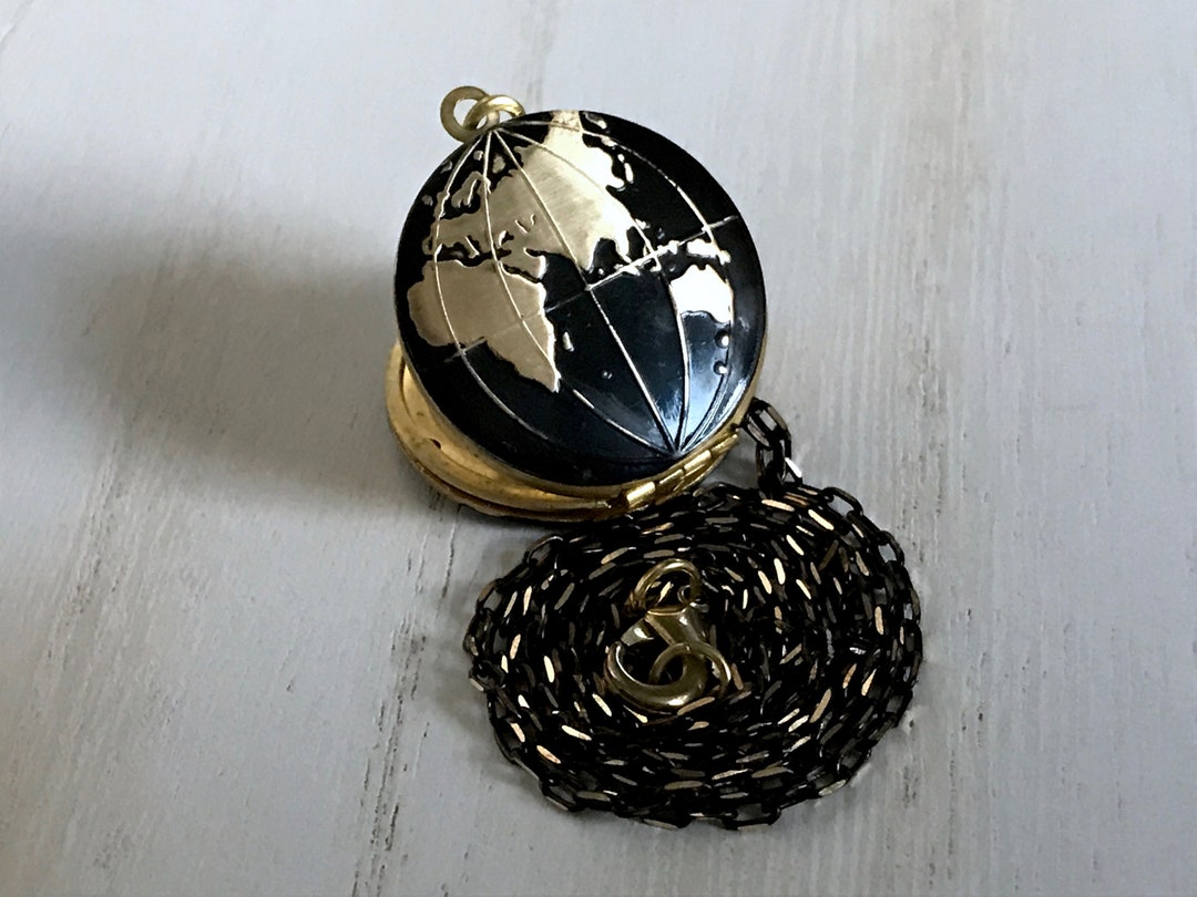 Black World Locket Personalized Earth Globe Locket, Map Locket, Earth ...