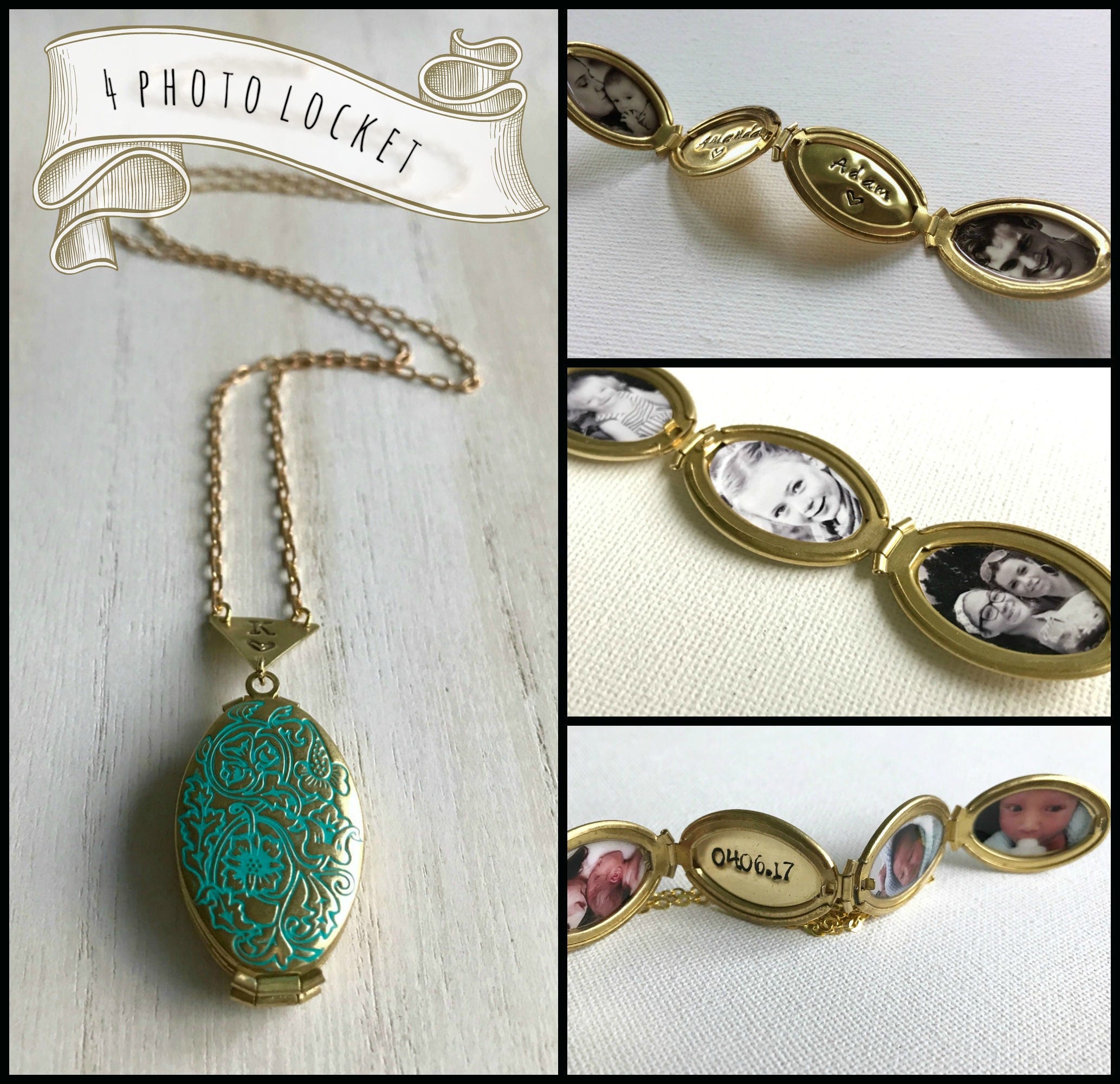 Family Tree Locket 4 Photo Locket Customized Photo Locket - Etsy Canada