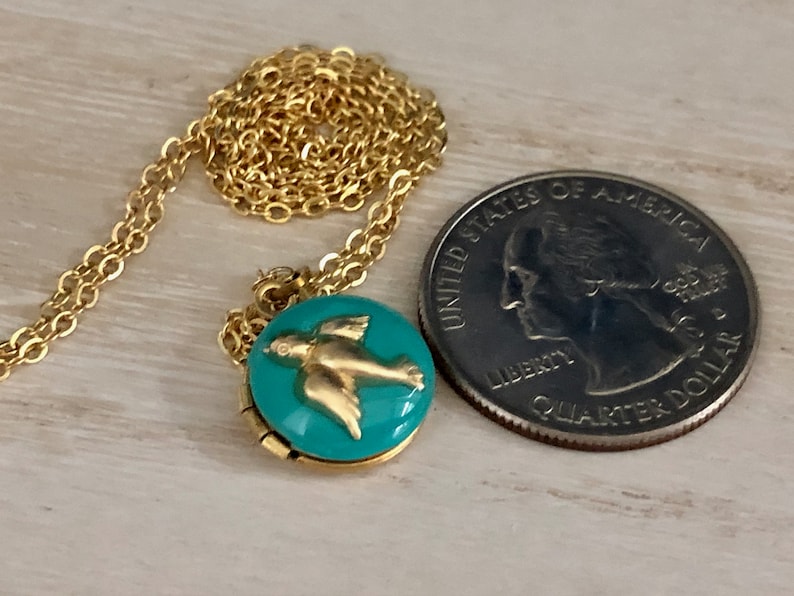 Petite Blue Bird Locket With Photos - Etsy