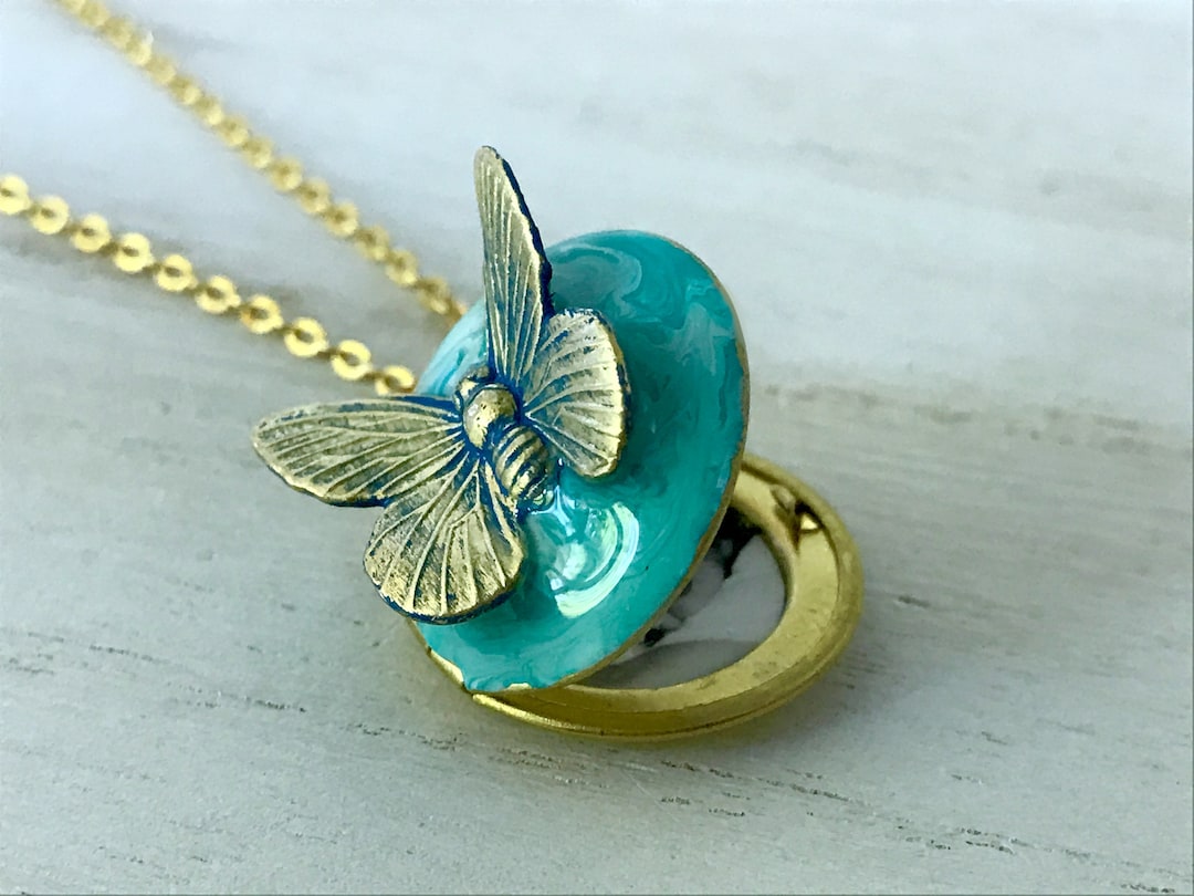 Butterfly Locket, Butterfly Necklace, Blue Butterfly, Personalized ...
