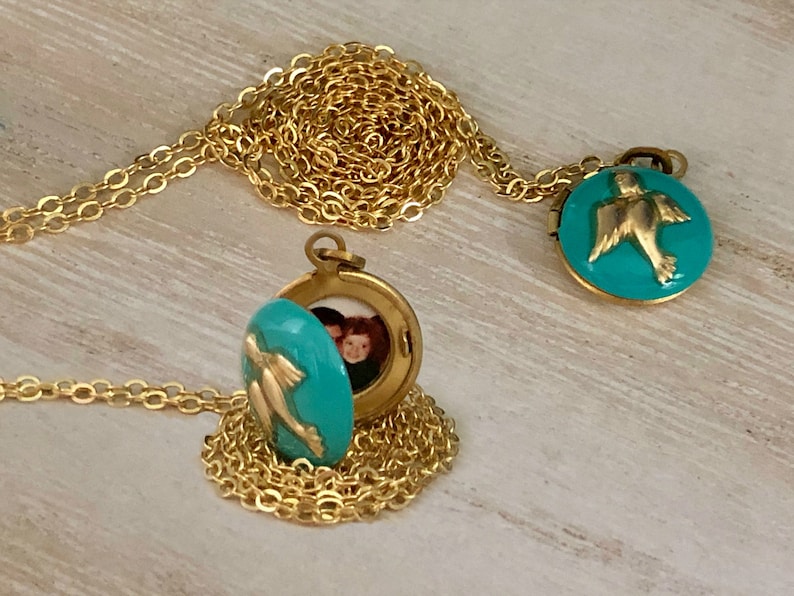 Petite Blue Bird Locket With Photos - Etsy