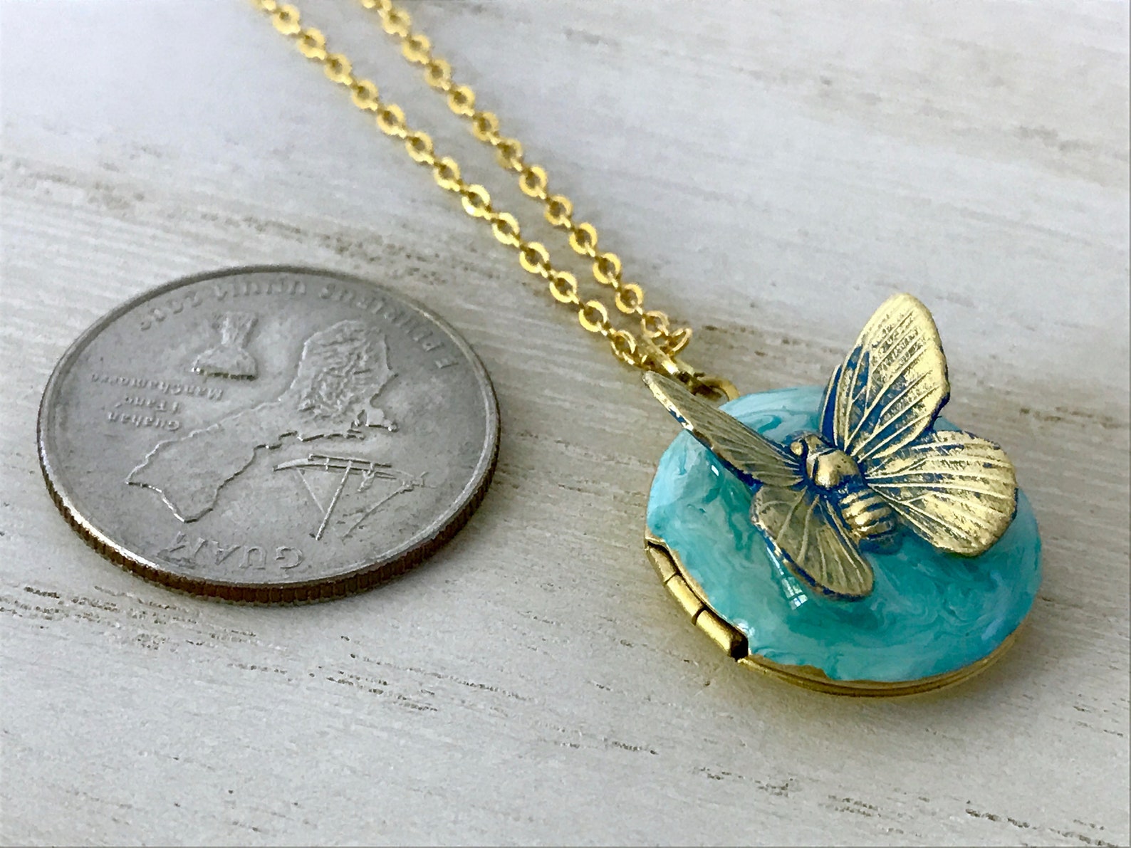 Butterfly Locket Butterfly Necklace Blue Butterfly - Etsy