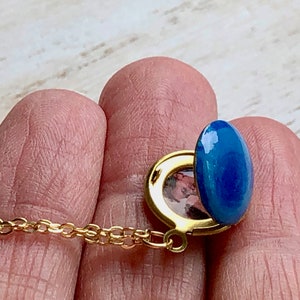 Tiny Ocean Blue Photo Locket, Petite Earth Locket, Cerulean Locket ...