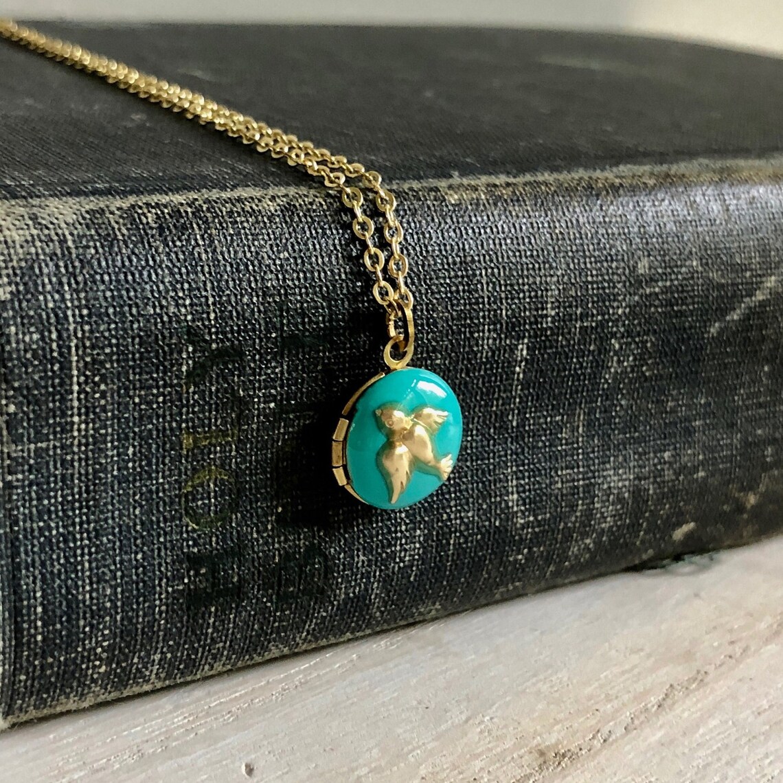 Petite Blue Bird Locket With Photos - Etsy