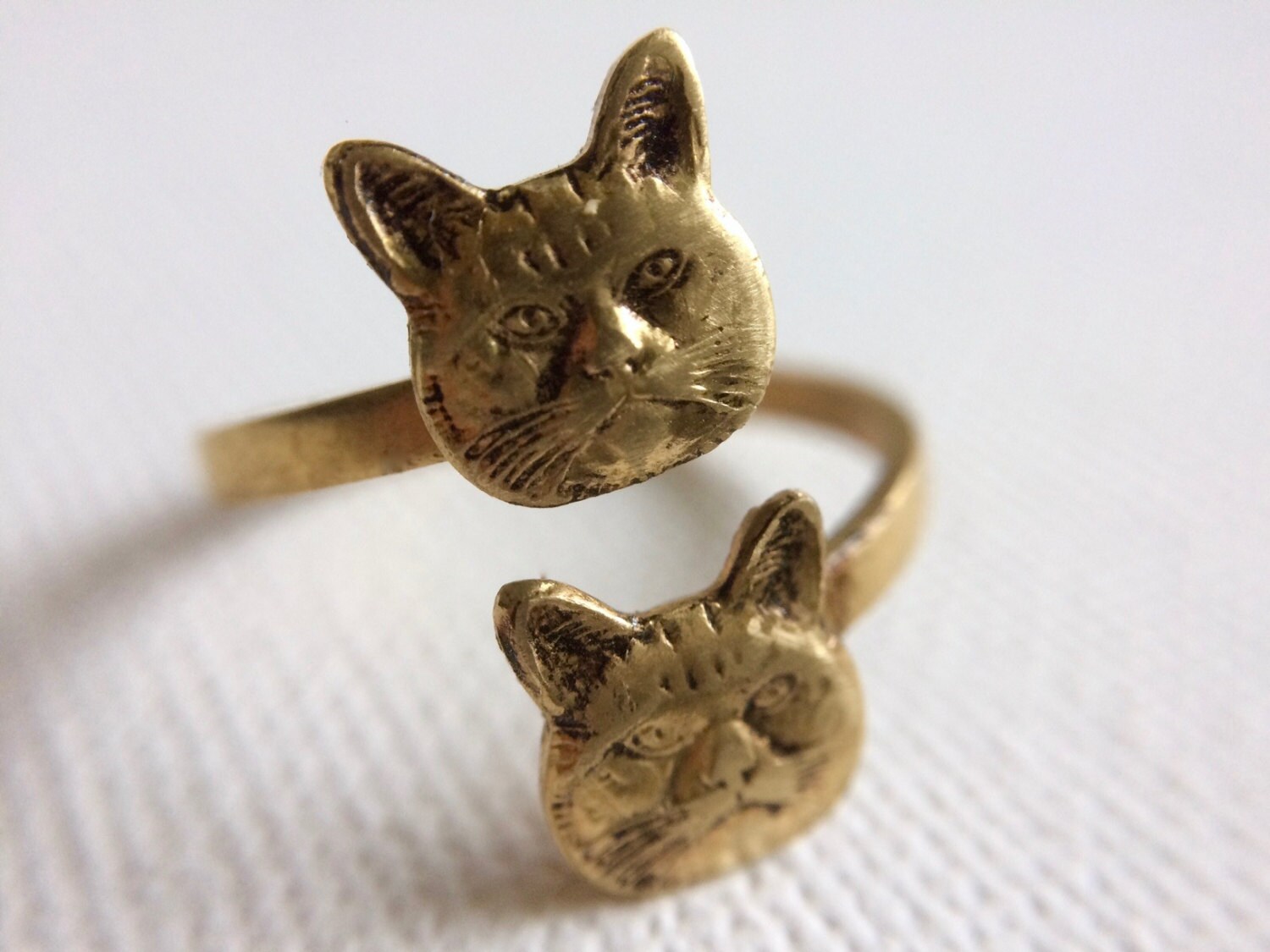 Brass Cat Ring Gold Cat Ring Kitty Ring Cat Sitter Gift - Etsy