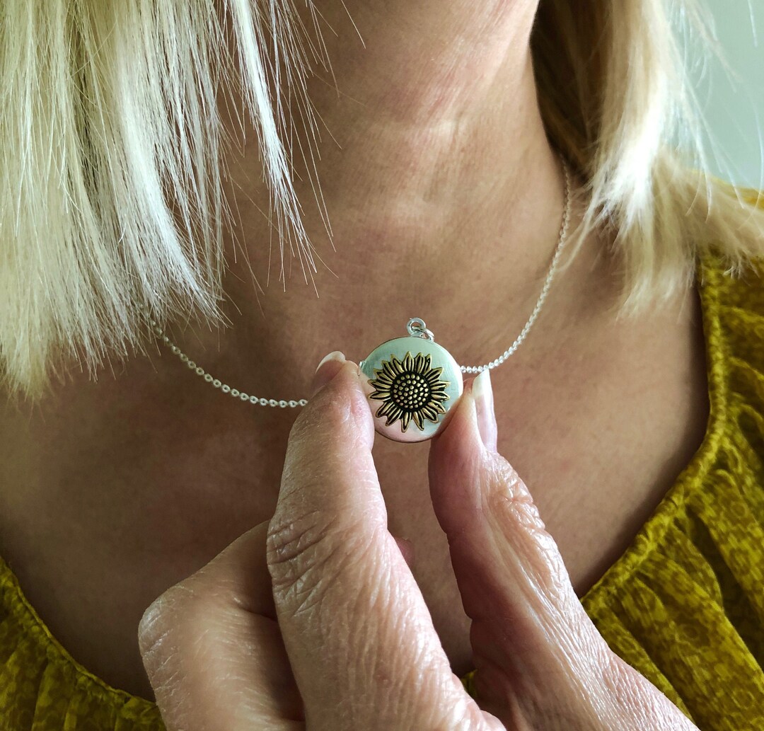 Silver Sunflower Locket Personalized With Photos You Are My Sunshine ...