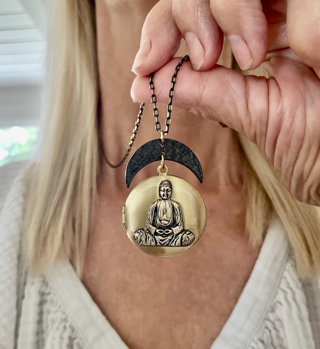 Buddha Locket Pendant With Photos Resined Brass - Etsy