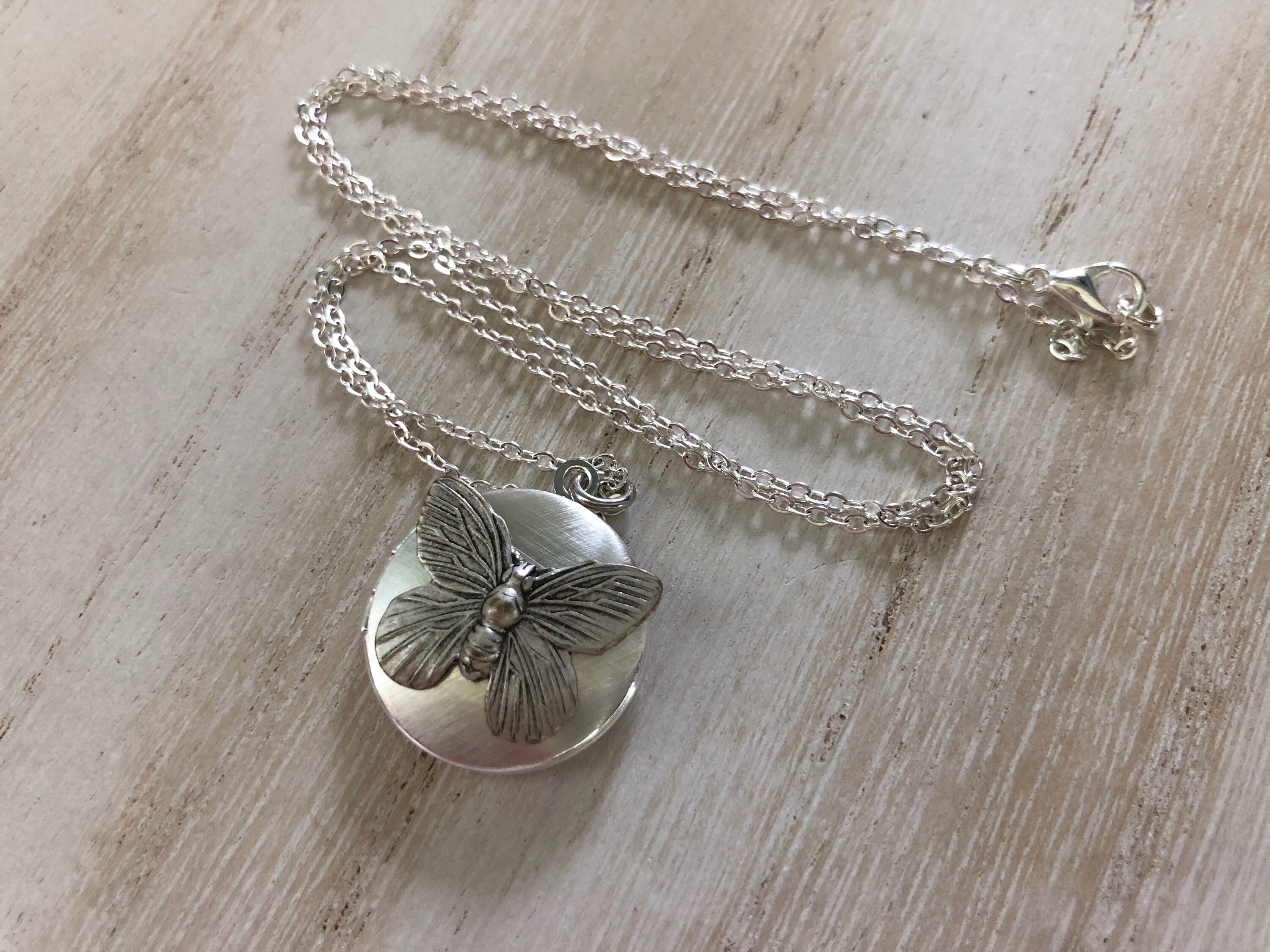 Silver Butterfly Locket Personalized Locket for Mom Memorial | Etsy