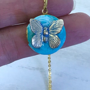 Butterfly Locket, Butterfly Necklace, Blue Butterfly, Personalized ...