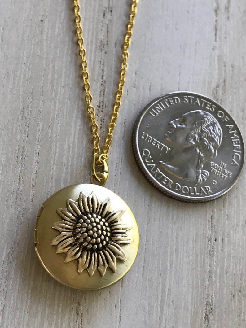 Sunflower Locket Tiny Gold Locket You Are My Sunshine | Etsy