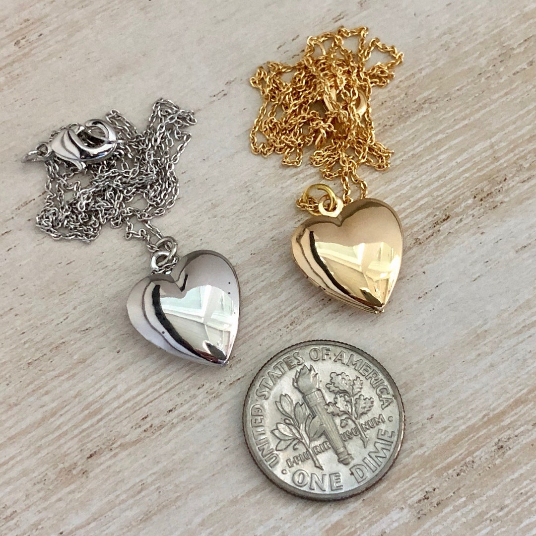 Personalized Photo Locket Necklace: Tiny Silver Heart, Custom Initial ...