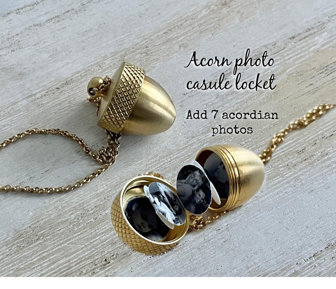Gold Acorn Capsule Necklace Customized With Photos - Etsy