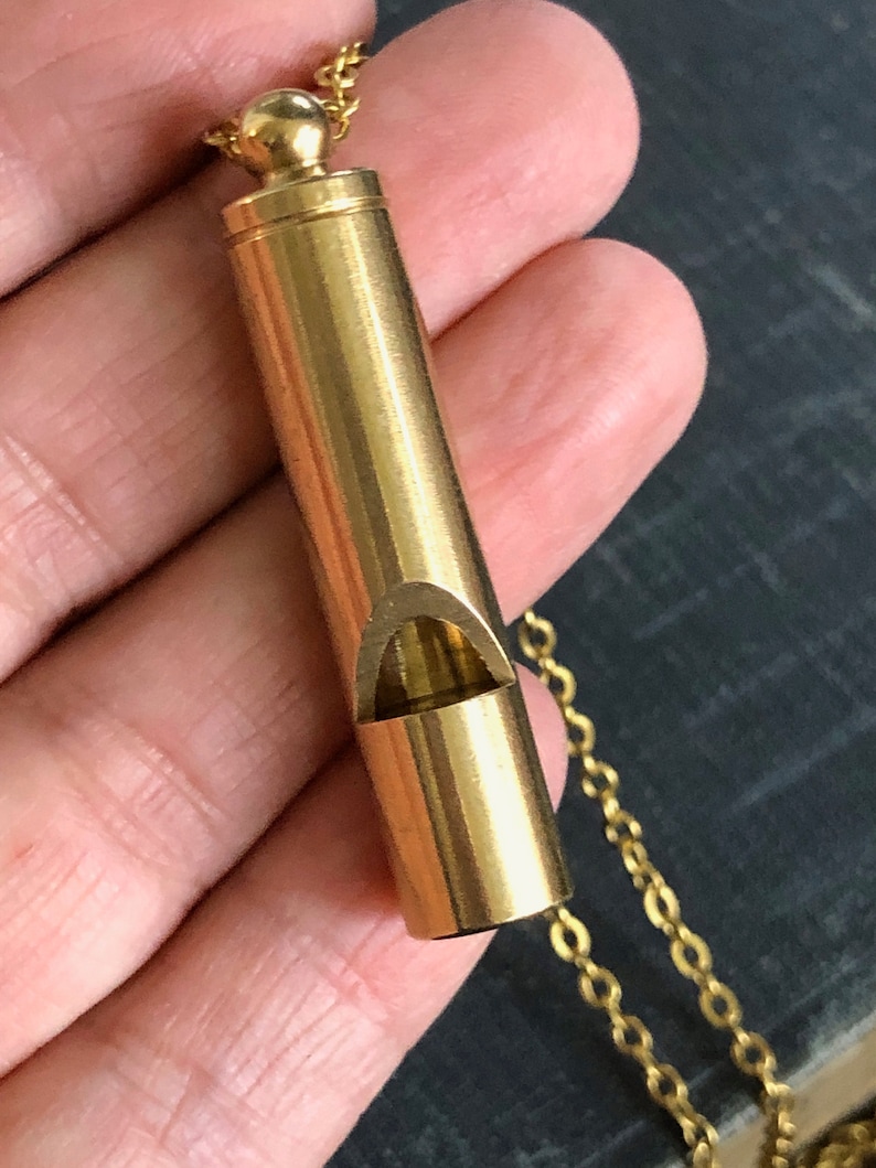 Solid Brass Whistle Necklace Man's Whistle Necklace | Etsy