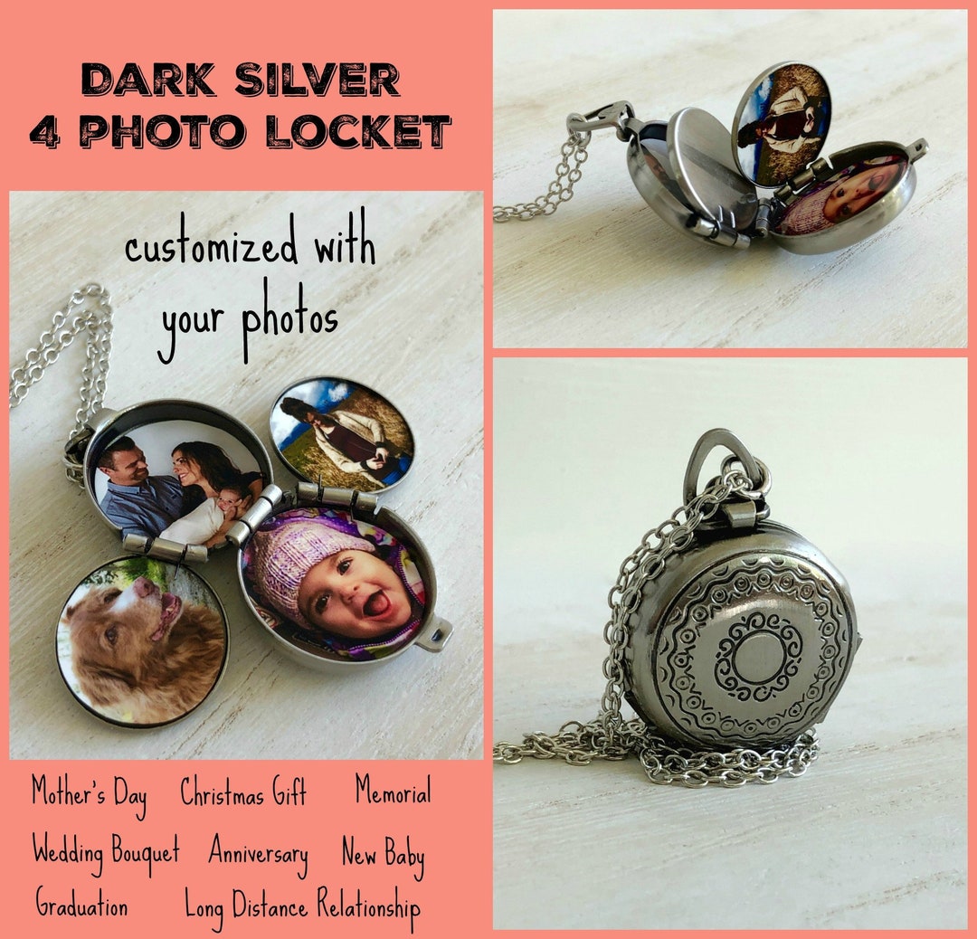 Silver 4 Photo Locket Family Tree Locket Mother's Day - Etsy