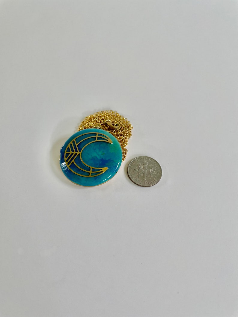 Large Blue Locket With Crescent Moon - Etsy