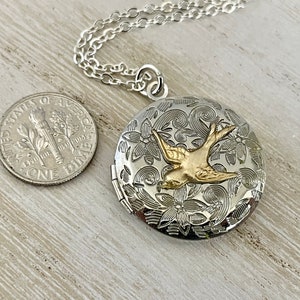Silver and Gold Bird Locket With Photos - Etsy Canada