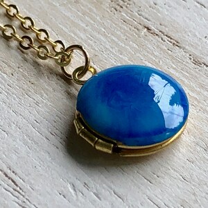 Tiny Ocean Blue Photo Locket, Petite Earth Locket, Cerulean Locket ...