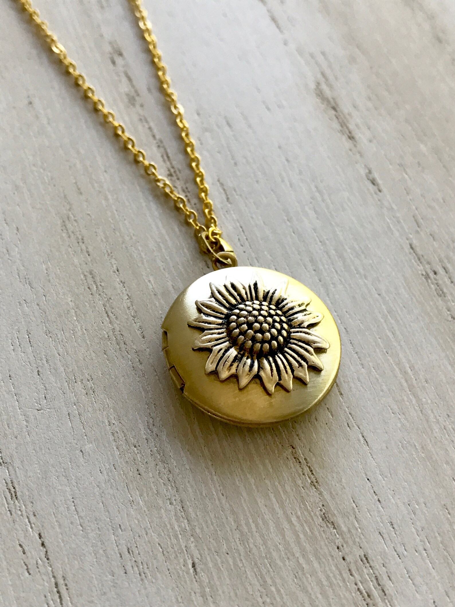 Sunflower Locket Tiny Gold Locket You Are My Sunshine | Etsy