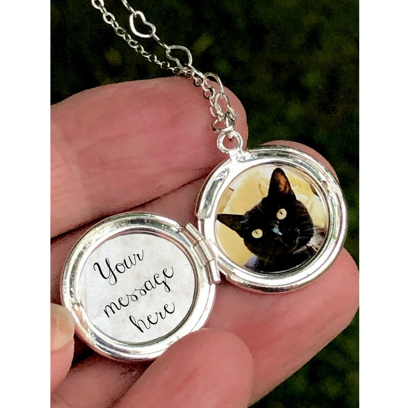 Silver Cat Locket Necklace Customized Pet Locket With Photos - Etsy