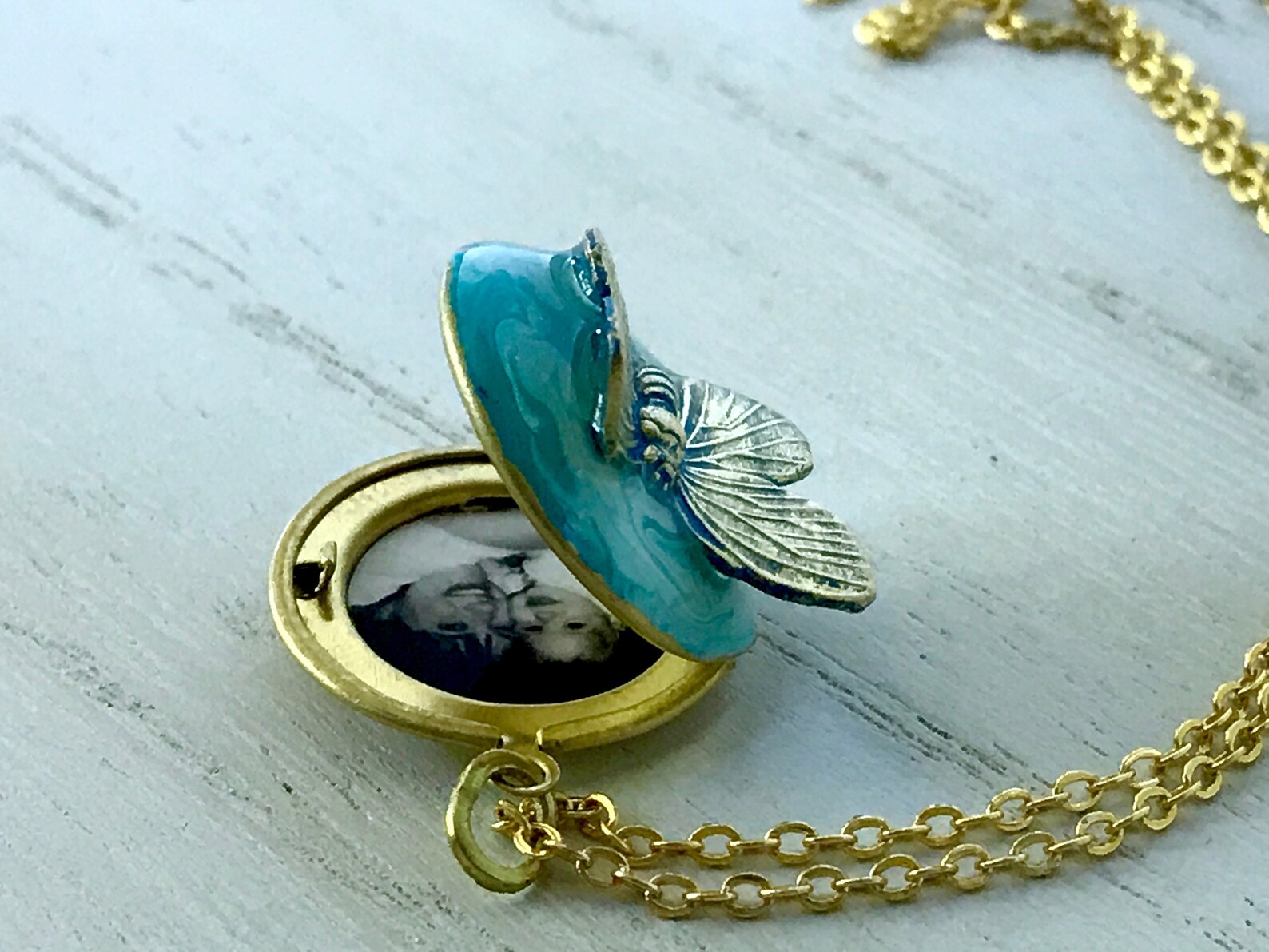 Butterfly Locket Butterfly Necklace Blue Butterfly | Etsy