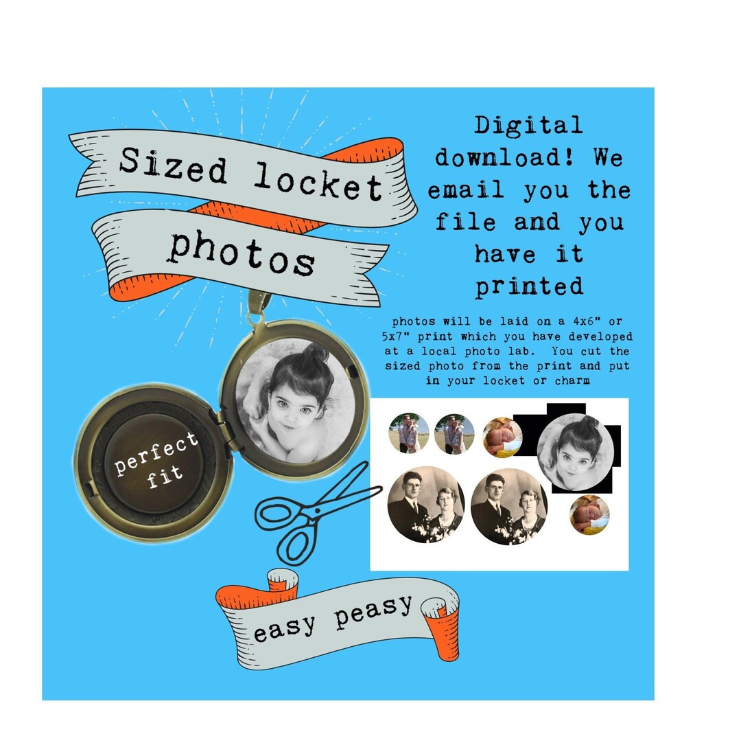 Locket Photos Sizing Service: Print Your Own (digital Download) - Etsy