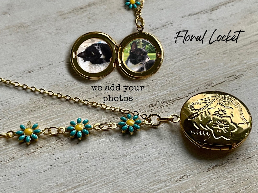 Golden Floral Daisy Locket With Photo Customizing Gift for a - Etsy
