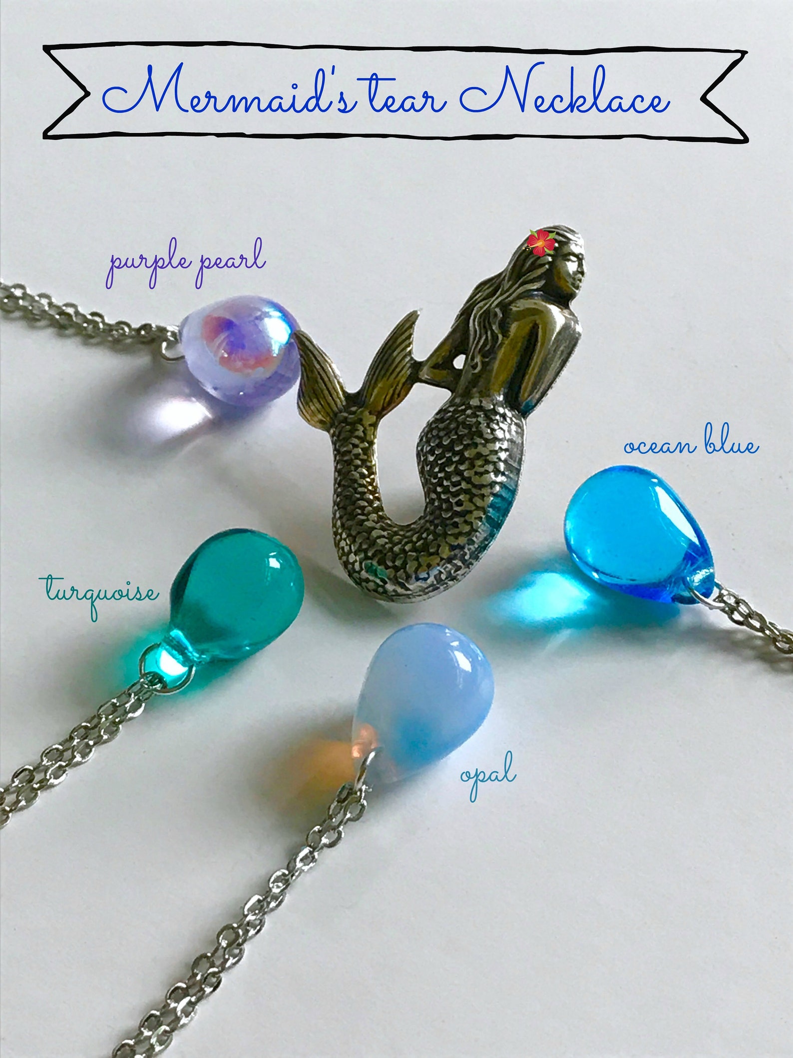 Mermaid Tear Necklace Mermaid Jewelry Teardrop Necklace | Etsy