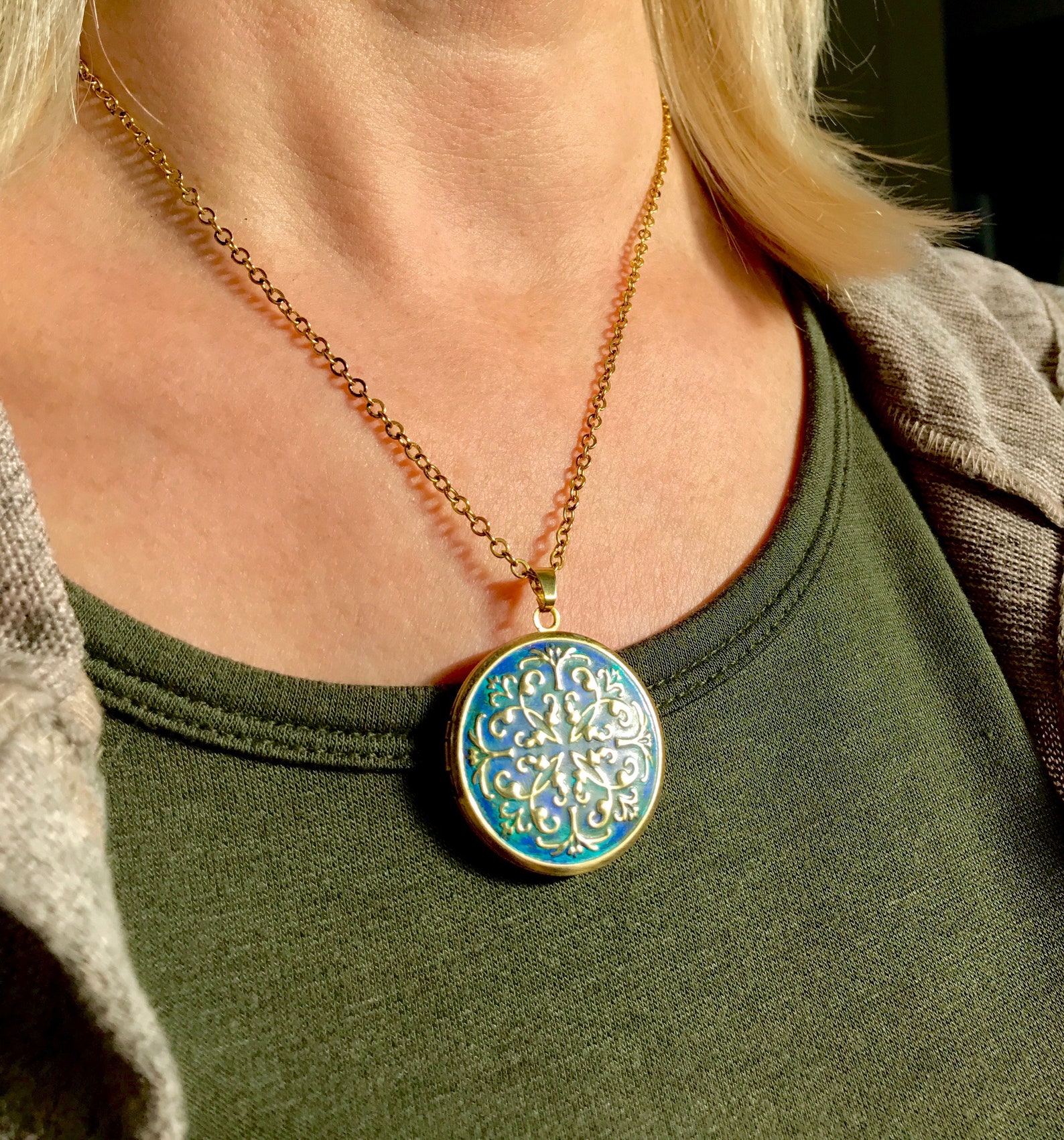 Blue Photo Locket Rustic Locket Distressed Locket Old World | Etsy Blue Photo Locket Rustic Locket Distressed Locket Old World | Etsy