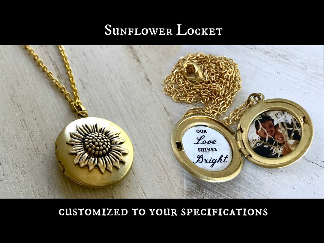 Sunflower Locket Tiny Gold Locket You Are My Sunshine - Etsy