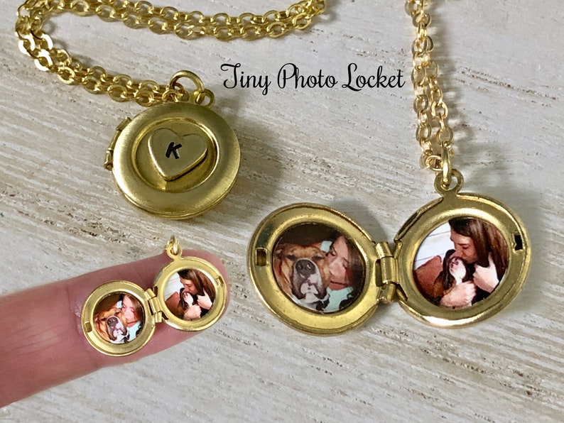 Tiny Photo Locket Photos in a Monogrammed Locket Childs - Etsy