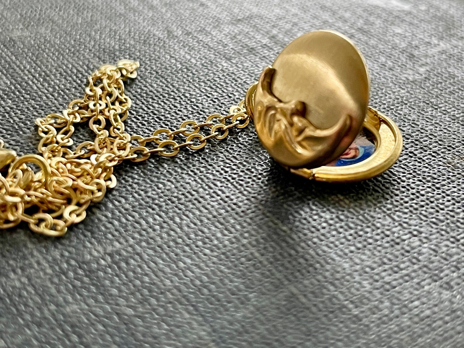 Tiny Moon Locket, Tiny Gold Locket Necklace, Man in the Moon Locket ...