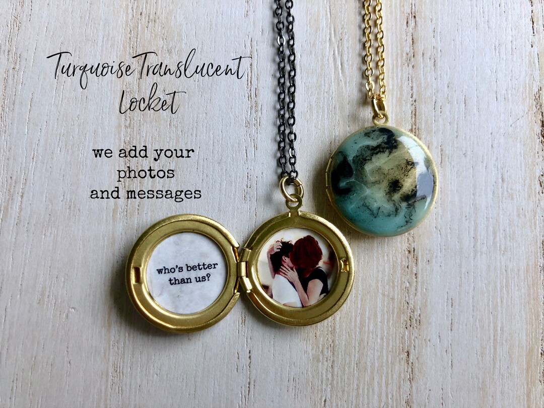 Turquoise Locket Necklace Customized Lockets Photo Lockets Something ...